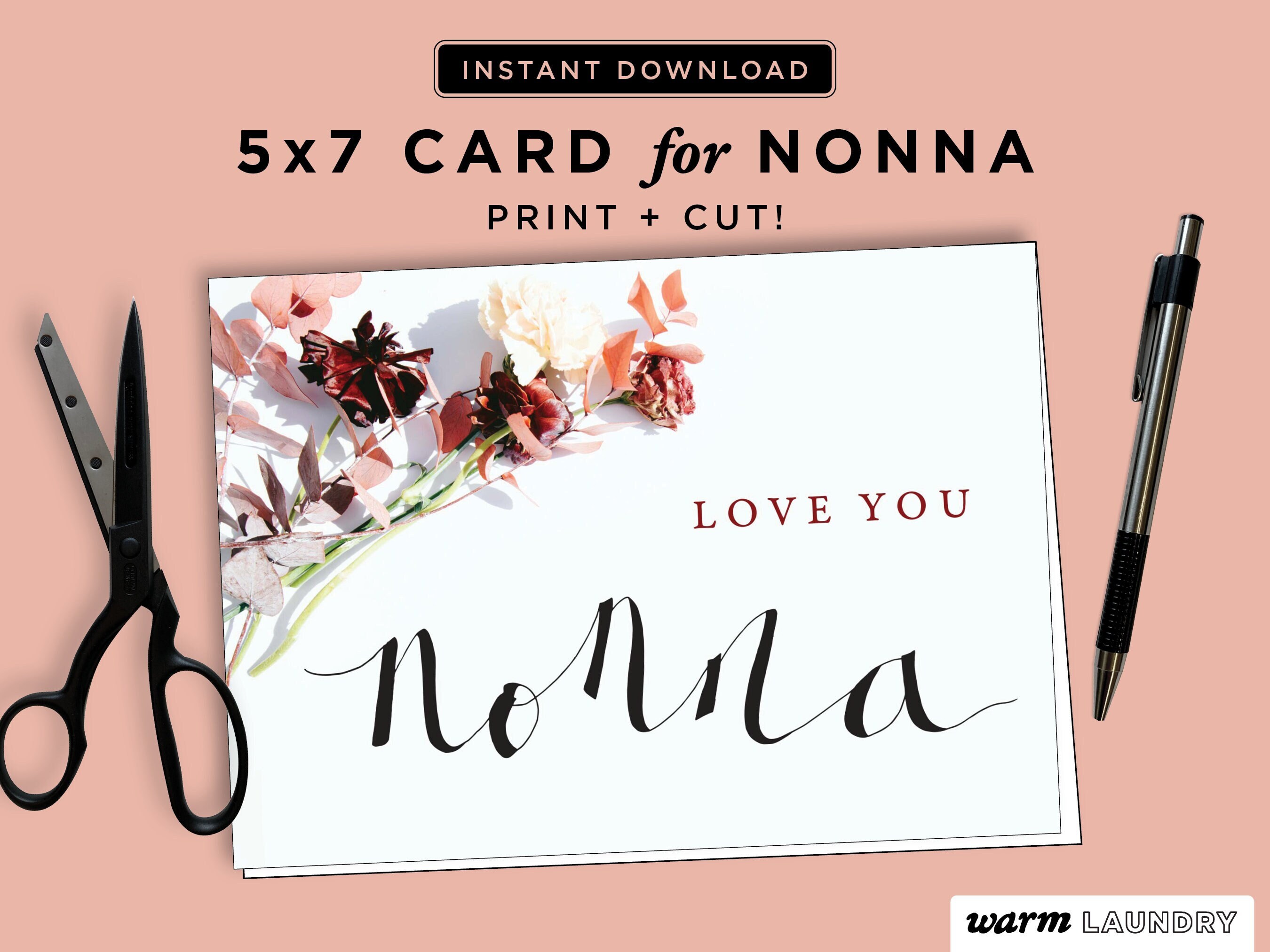 Nonna Mother's Day Printable Card, Floral Design Nonna Birthday Card ...