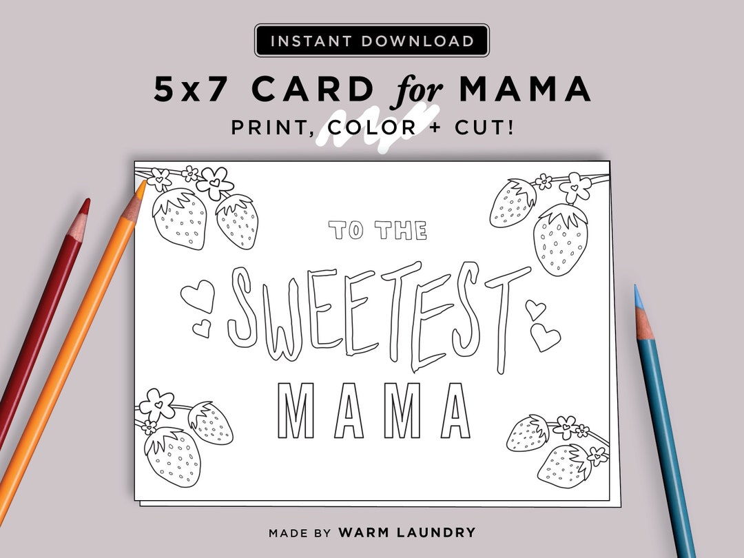 Mama Coloring Card: Printable DIY Keepsake (digital Download) - Etsy