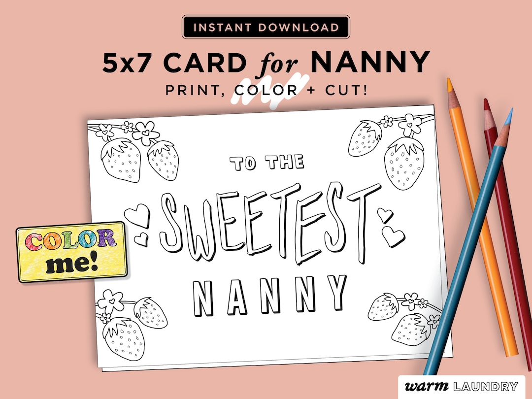 Nanny Printable Card | Nanny Mother's Day | Nanny Birthday Card | Nanny ...