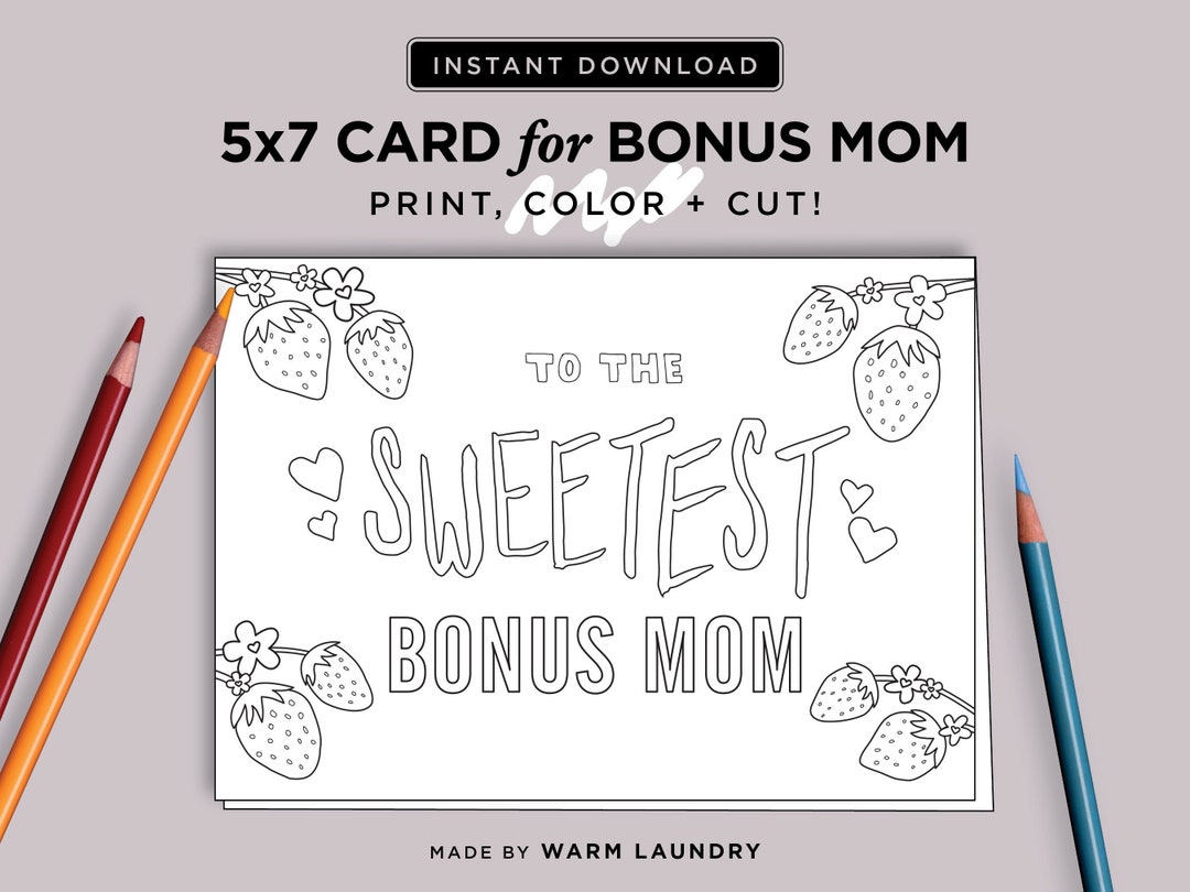 Bonus Mom Printable Card | Stepmom Mother's Day | Stepmother Birthday ...