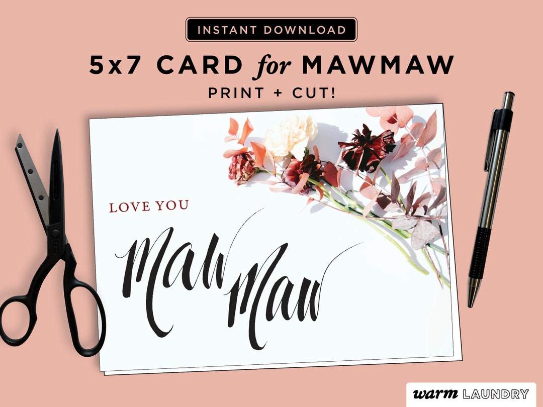 Mawmaw Mother's Day Printable Card, Floral Design | Mawmaw Birthday ...