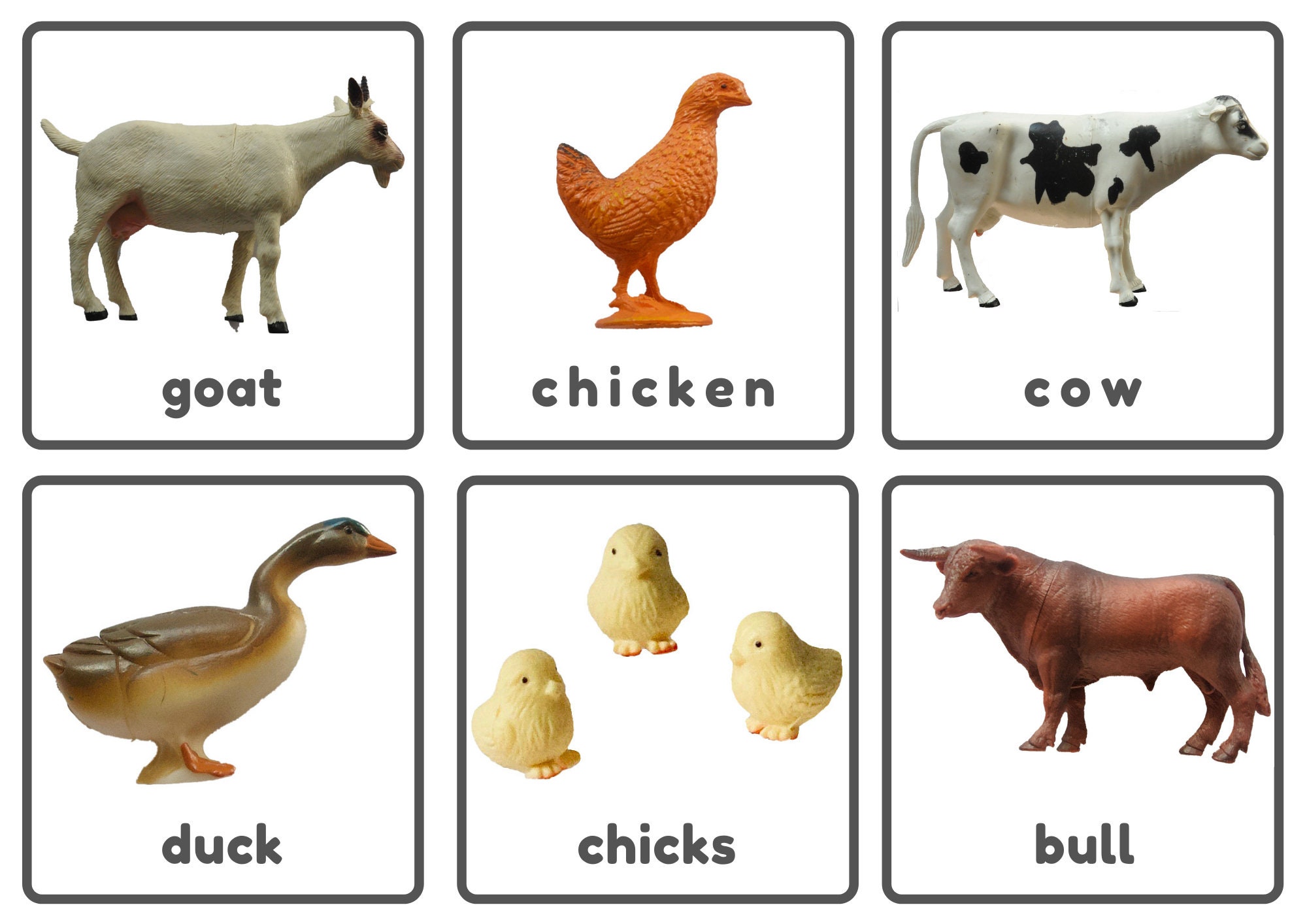 Montessori Kmart Farm Animal Exact Match Cards - Etsy