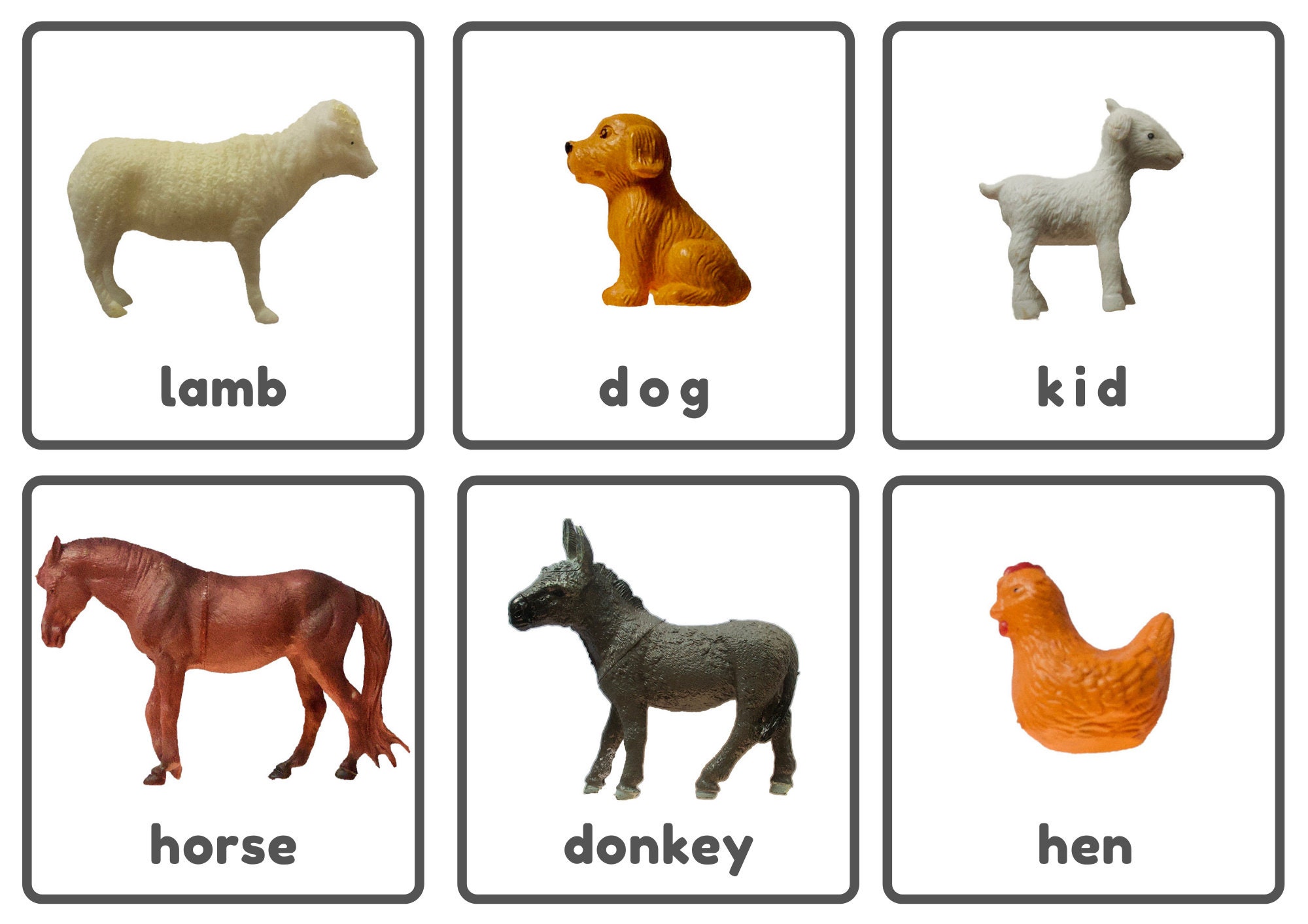 Montessori Kmart Farm Animal Exact Match Cards - Etsy