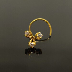 Triangle Nose Stud Indian Nose Pin Solid Gold Nose Ring Flower Nose ...