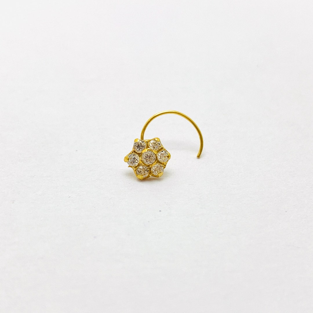 Indian Nose Stud 18k Gold Nostril Jewelry Small Nose Pin Solid Gold ...