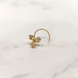 Triangle Nose Stud Indian Nose Pin Solid Gold Nose Ring Flower Nose ...