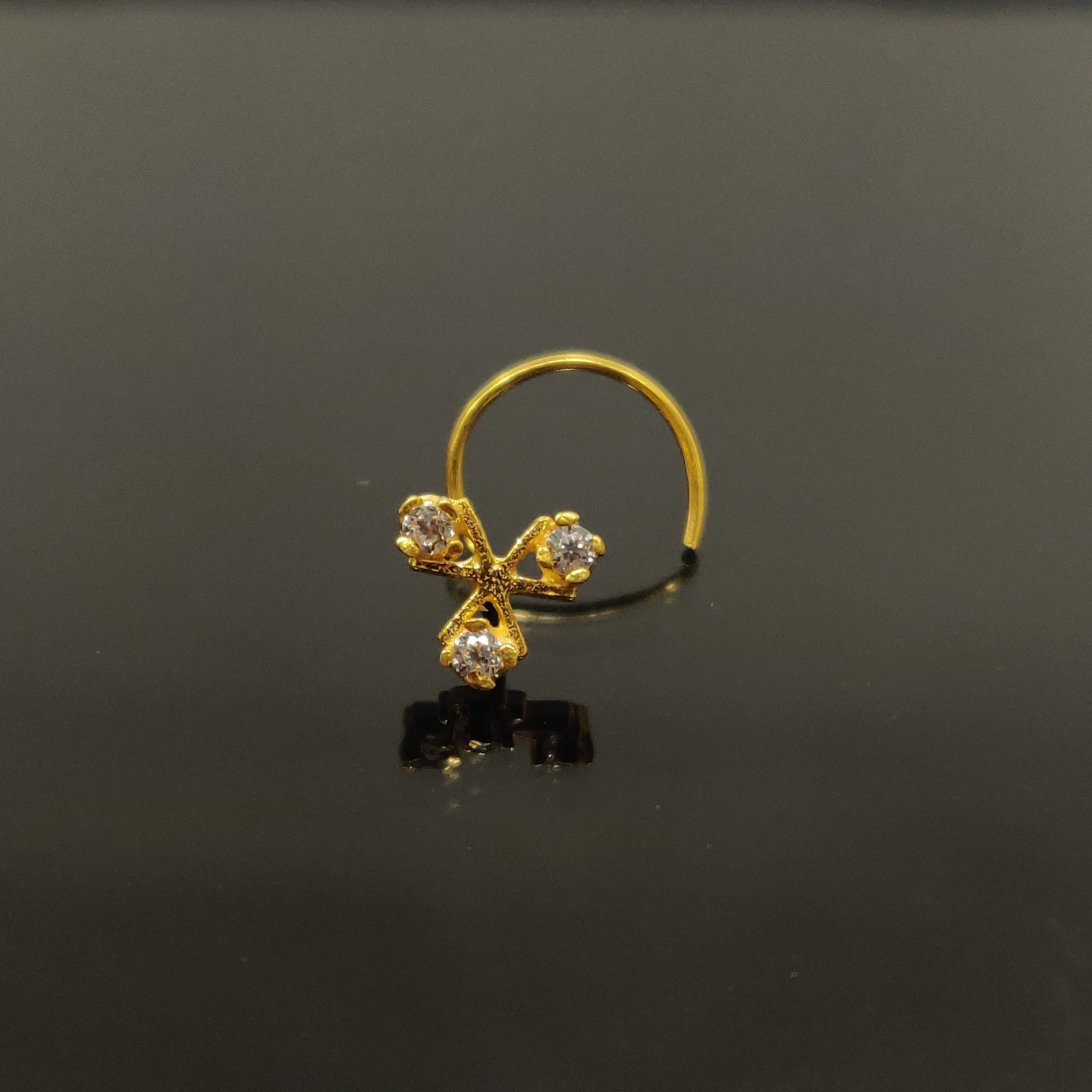 Triangle Nose Stud Indian Nose Pin Solid Gold Nose Ring Flower Nose ...