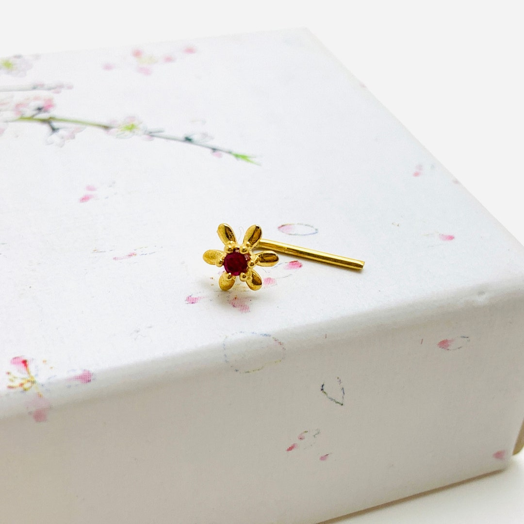Tiny Nose Stud Indian Nose Pin Solid Gold Nose Stud Unique Nose ...