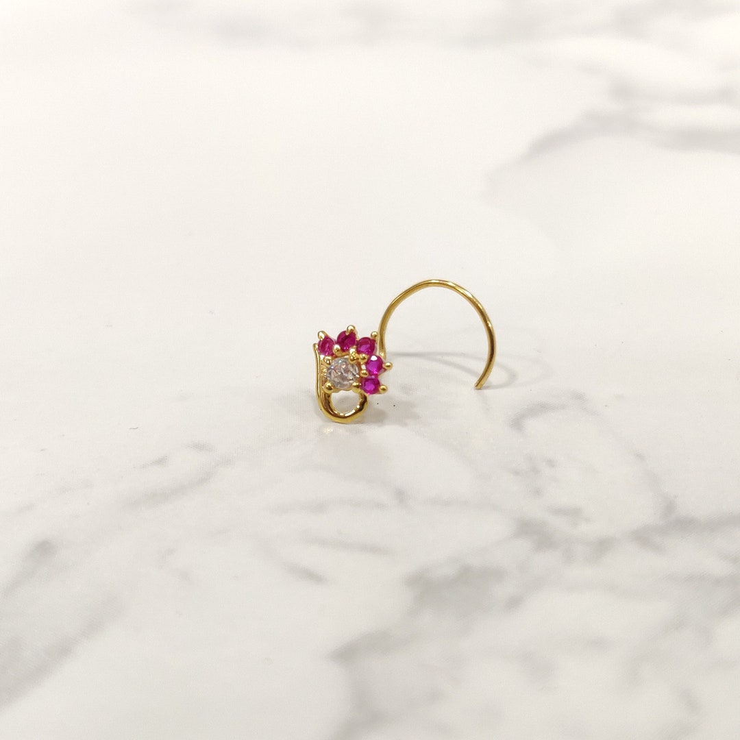 Tiny Nose Stud 18k Solid Gold Indian Nose Stud 20 Gauge Nose Ring ...