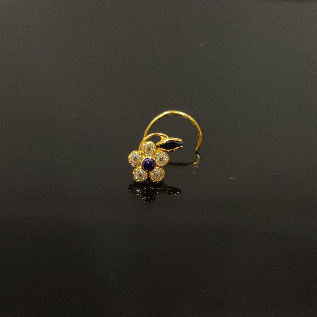 Tiny Nose Stud Unique Nose Pin 18k Solid Gold Nose Stud Flower Nose ...