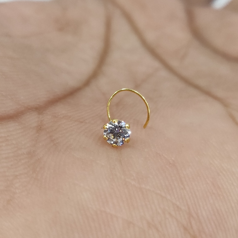 Tiny Nose Stud 18k Vintage Solid Gold, Gold Nose Stud, Indian Nose Stud ...