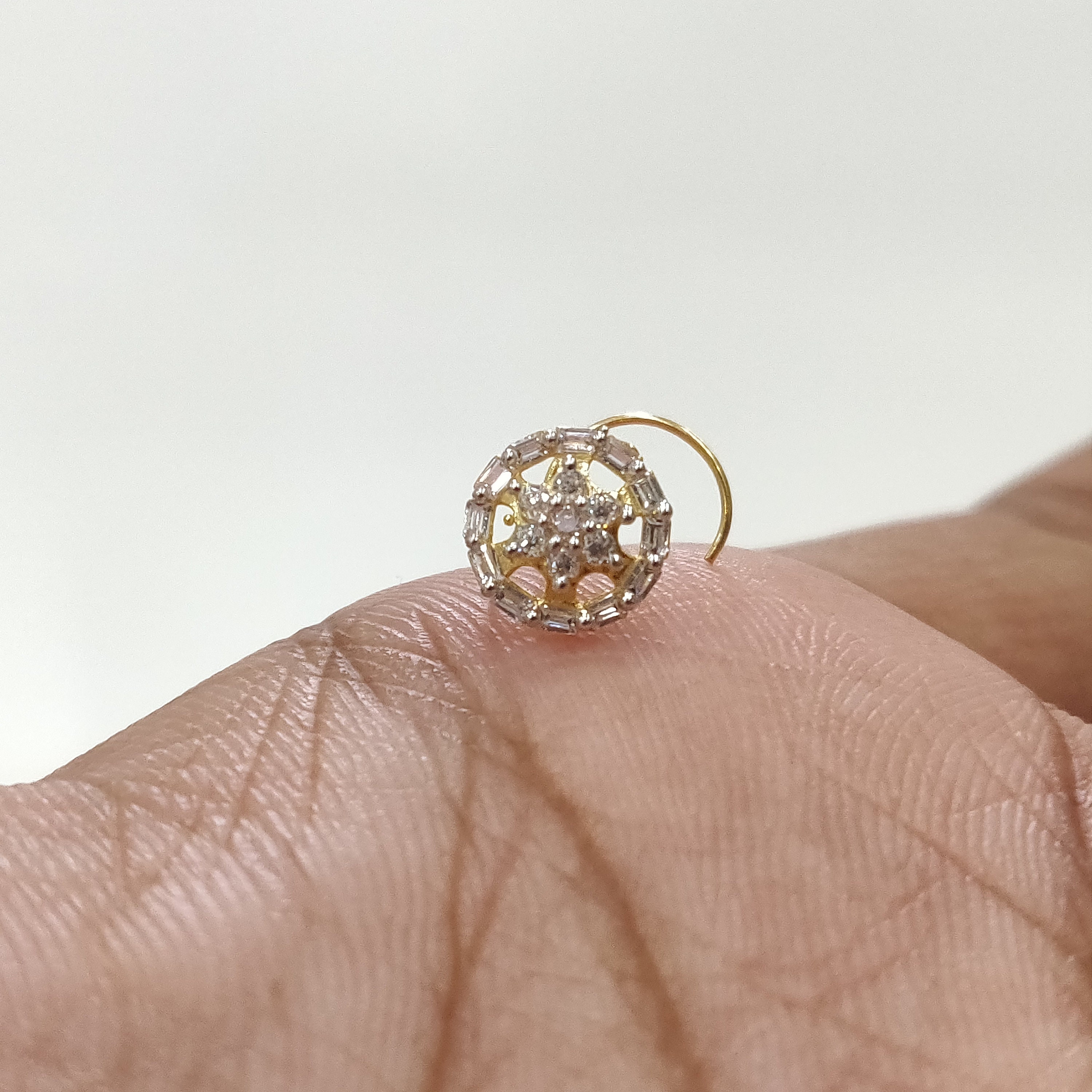 Gold Nose Stud 18k Solid Gold Indian Nose Stud Flower Nose Stud Dainty ...