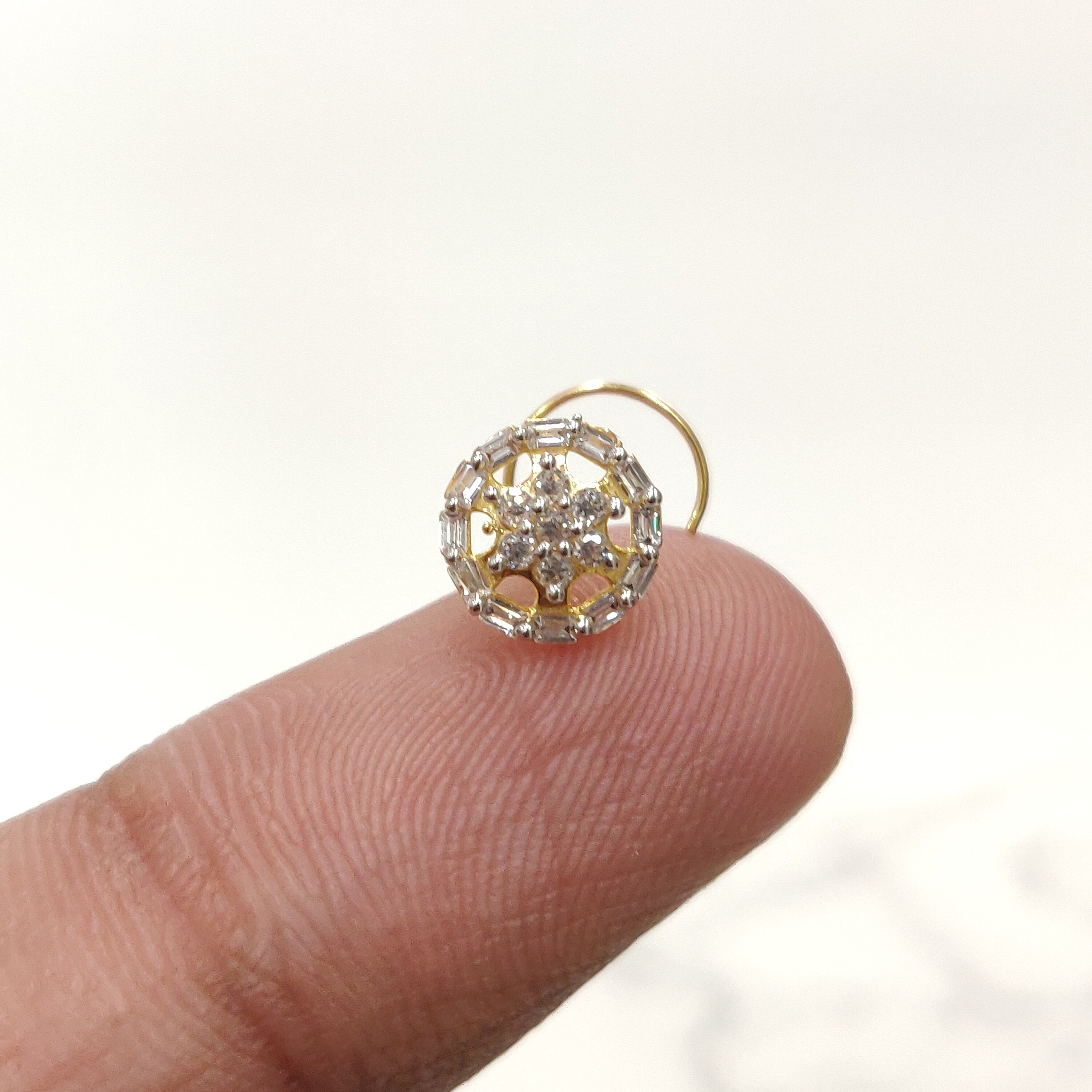 Gold Nose Stud 18k Solid Gold Indian Nose Stud Flower Nose Stud Dainty ...