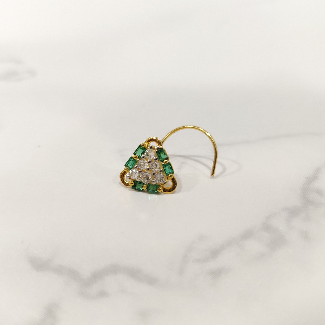 Triangle Nose Ring Indian Nose Stud 18k Gold Nose Ring Unique Nose Stud ...