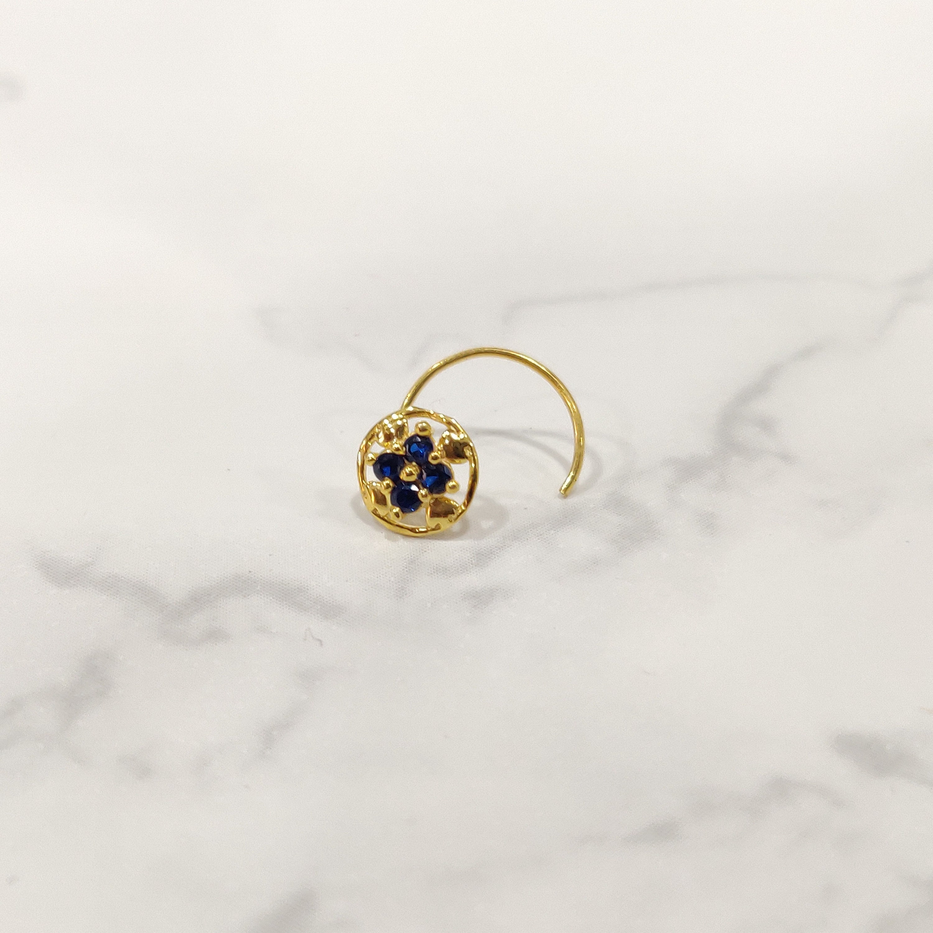 Unique Nose Piercing 18k Gold Nose Stud Screw Flower Nose Ring Indian ...