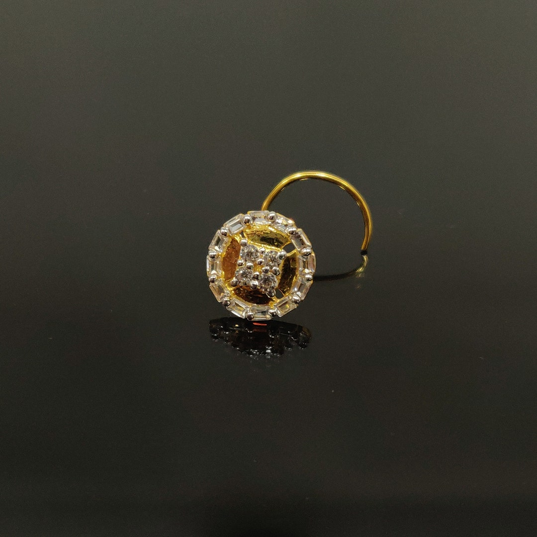 Natural Nose Ring 18k Gold Nose Stud Flower Nose Ring Diamond Nose Stud ...