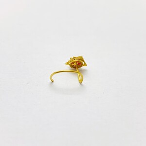 Gold Nose Stud 18k Indian Nose Pin Floral Nostril Jewelry Gold Nose Pin ...