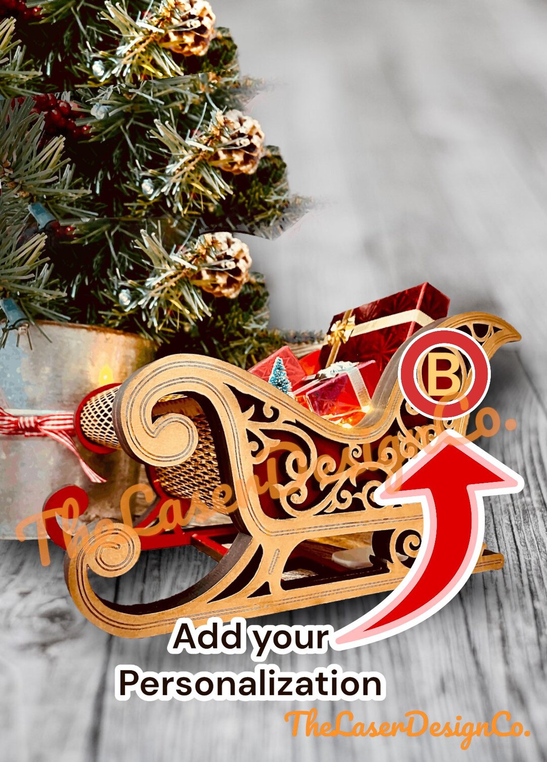 Santas Sleigh Candy Bowl Gift Sleigh Basket Personalized Santas Sleigh ...