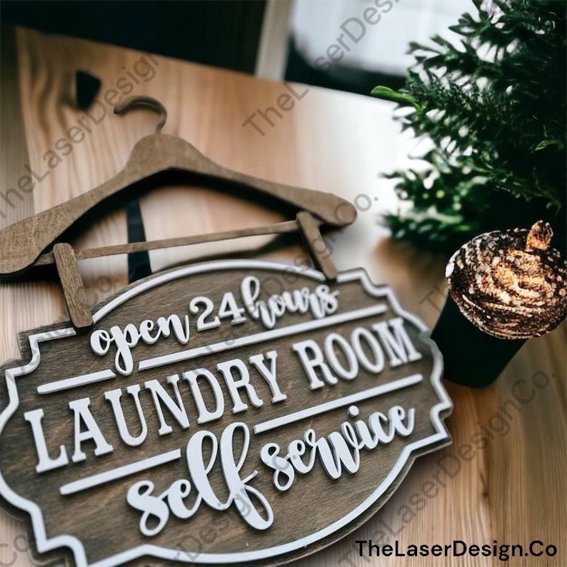 Laundry Room Self Serve Sign Laundry Hanger Farmhouse Sign - Etsy