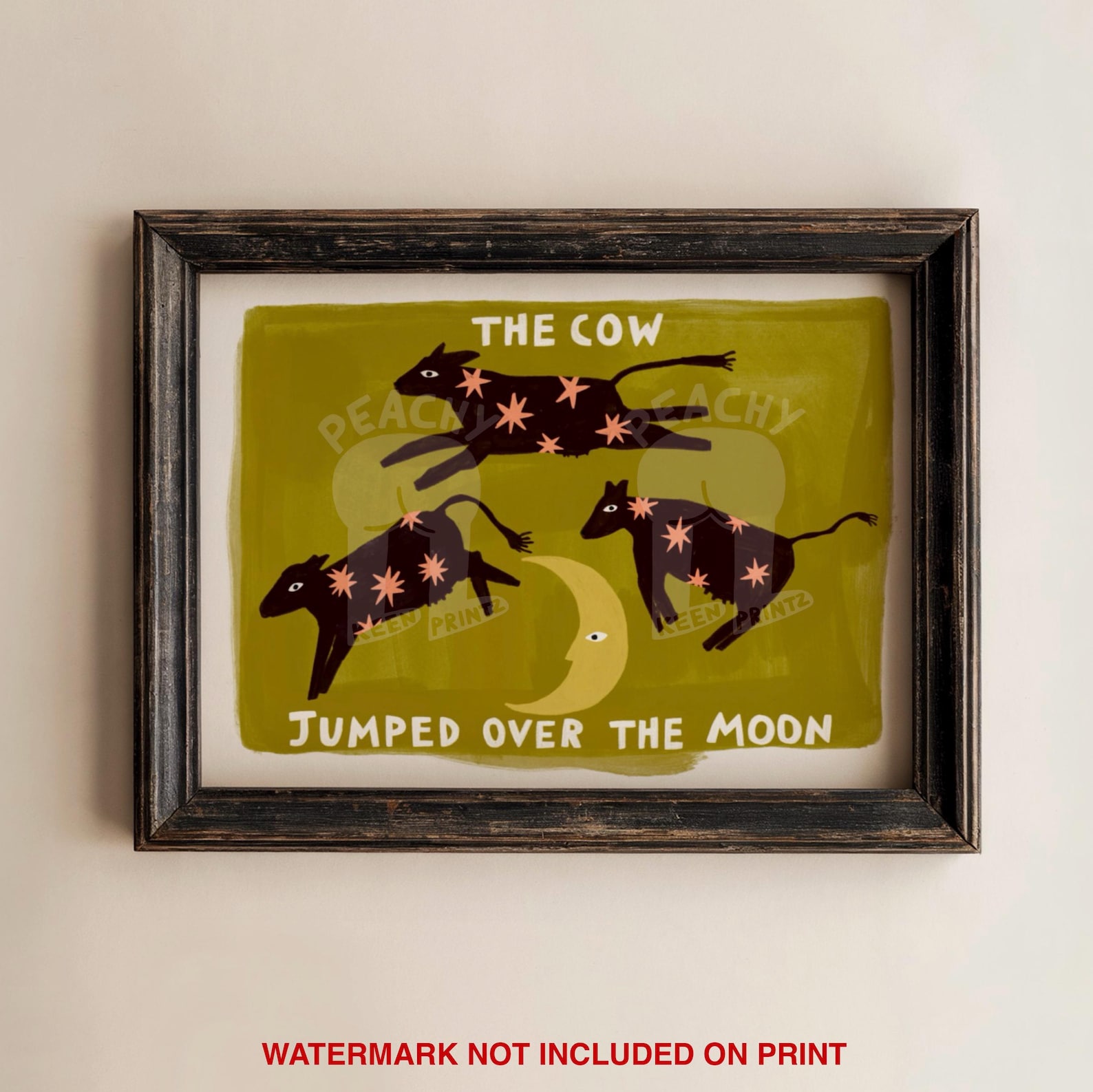 The Cow Jumped Over the Moon Print Poster, Children’s Wall Art Bedroom ...