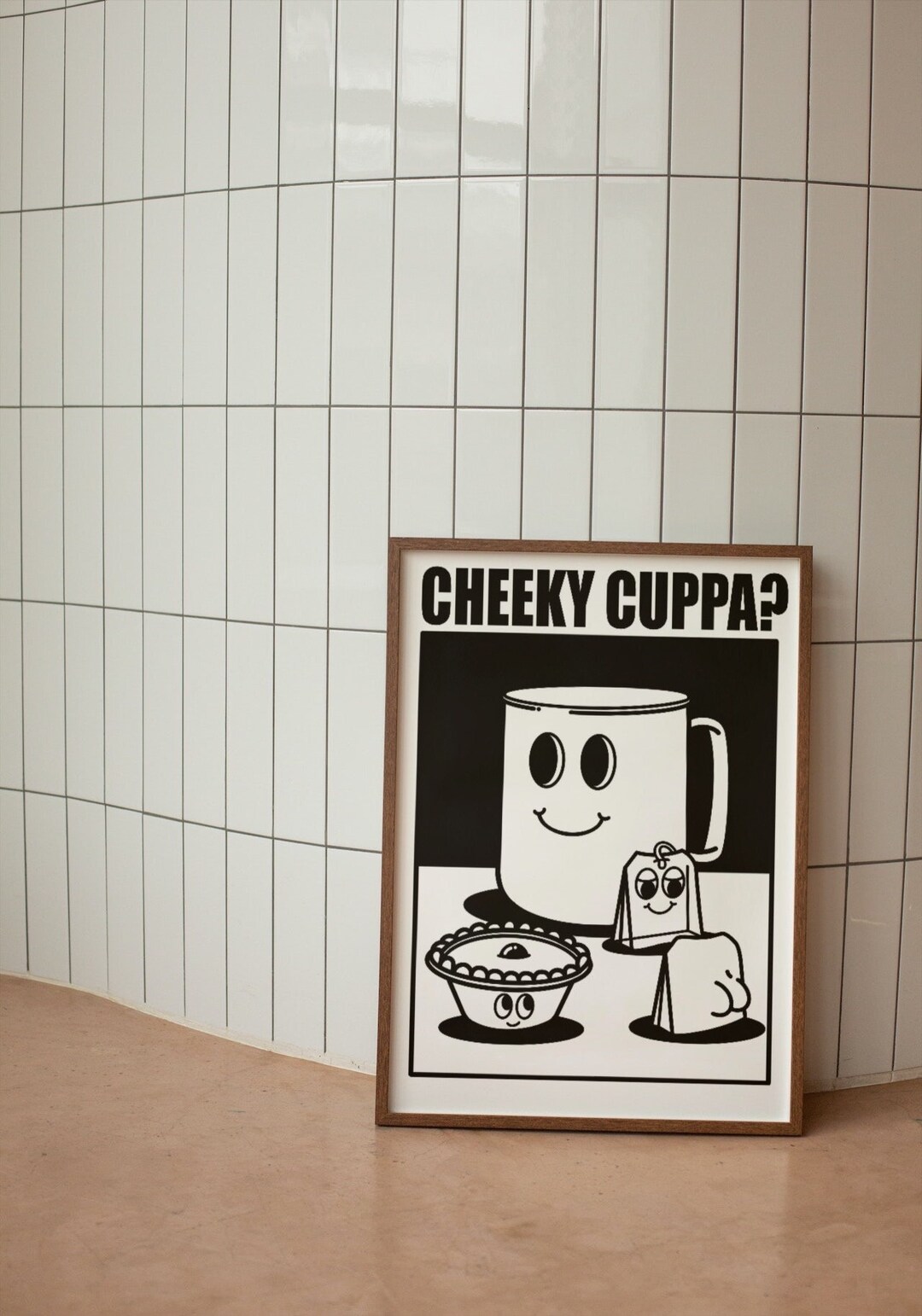 Cheeky Cuppa Print, Retro Kitchen Art Print, Kitchen Decor, Retro Cuppa ...