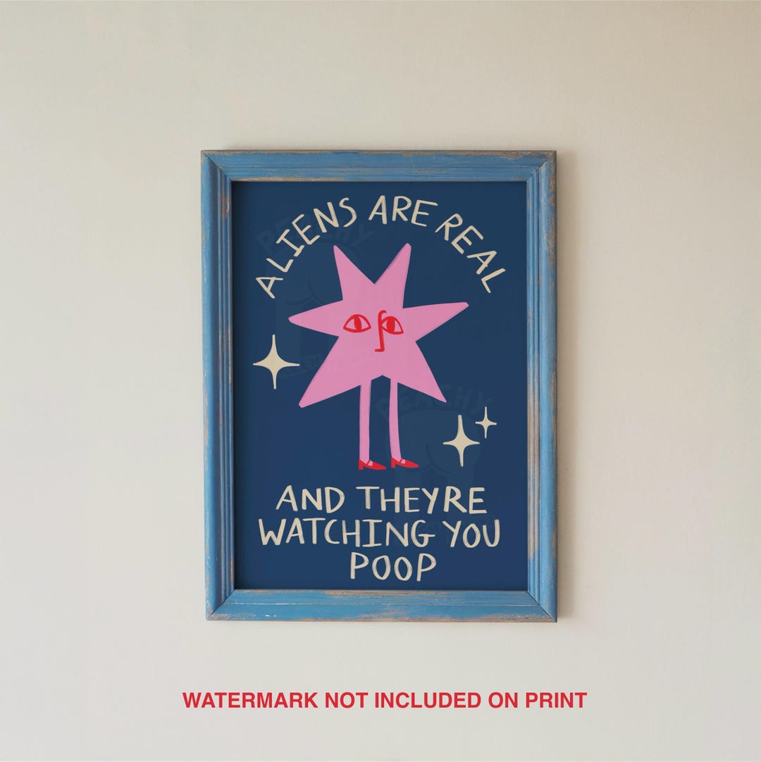 Aliens Watching You Poop Bathroom Art Print - Etsy