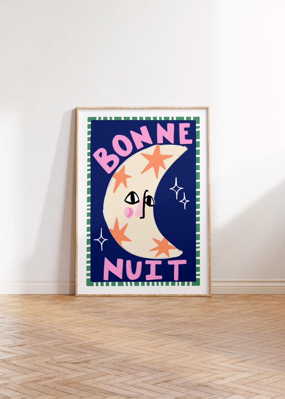 Bonne Nuit Moon Print, Colorful Kids Wall Art (digital Download) - Etsy