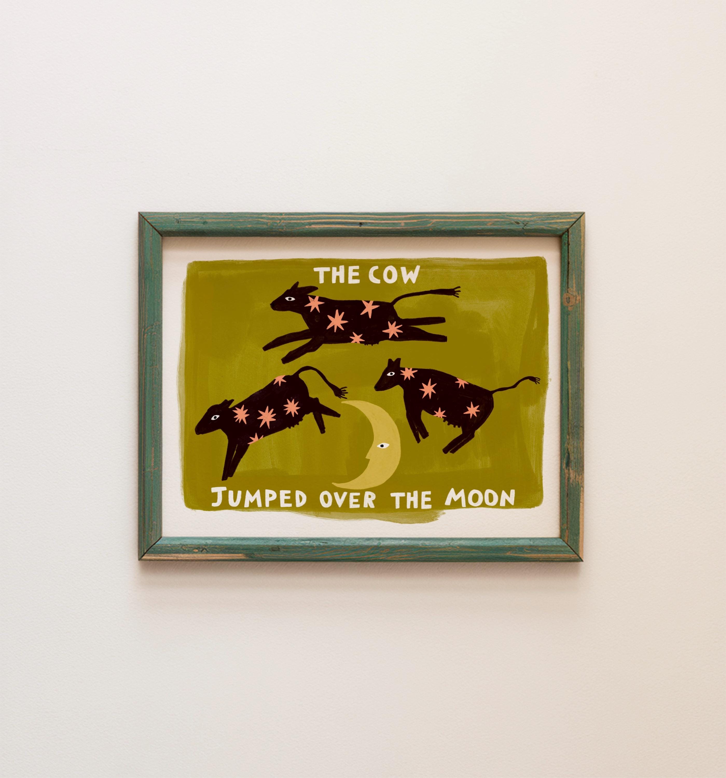 The Cow Jumped Over the Moon Print, Nursery Rhyme Print, Children’s ...
