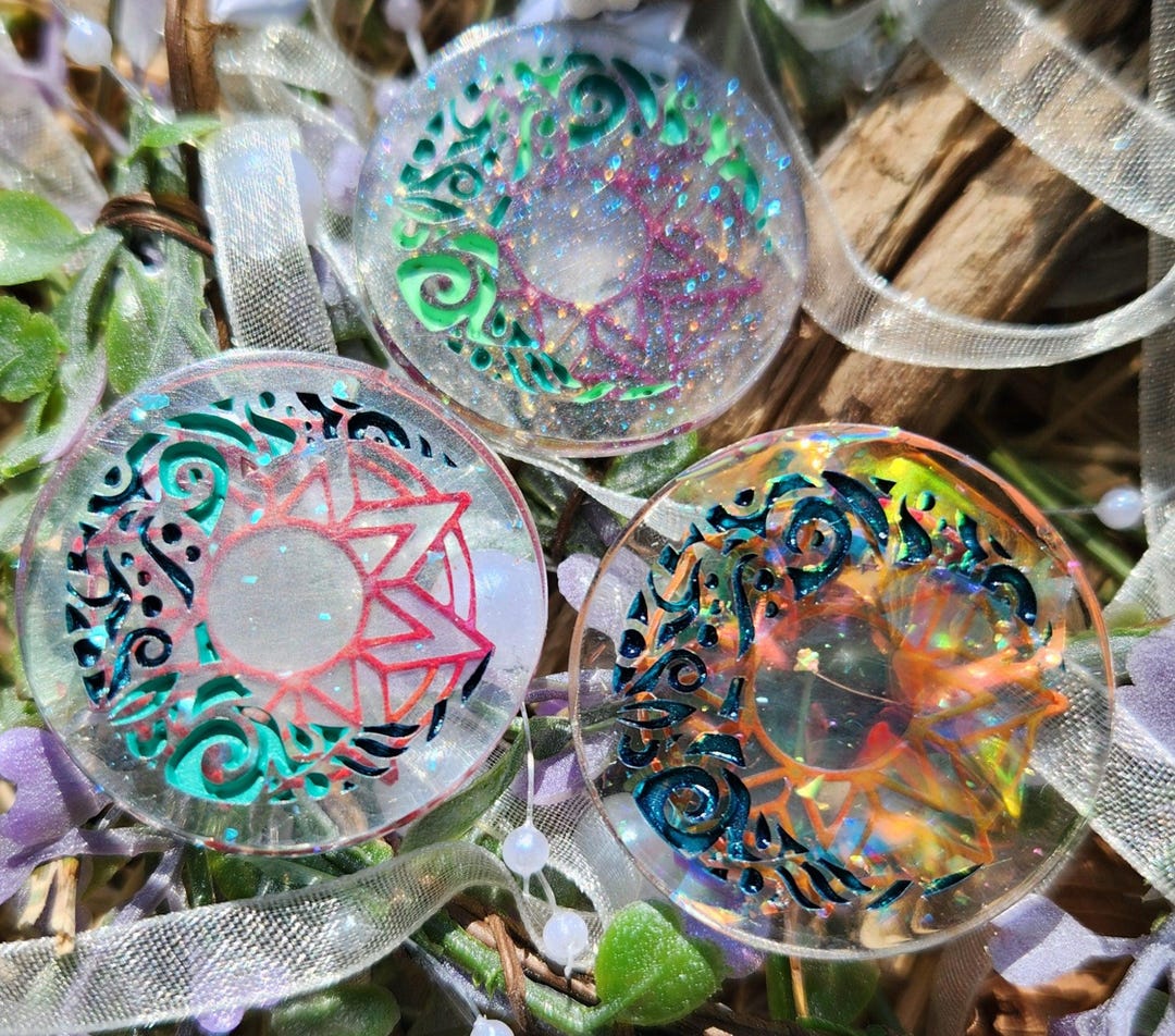 Elegant Day/night TTRPG Handmade Resin Random Flip D2 Gaming Sun Moon ...