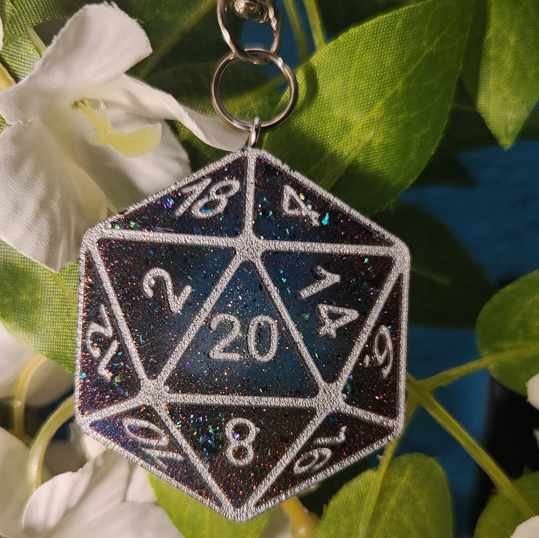 Nat20 Glow in the Dark Galaxy Design Handmade Resin Flatback D20 TTRPG ...