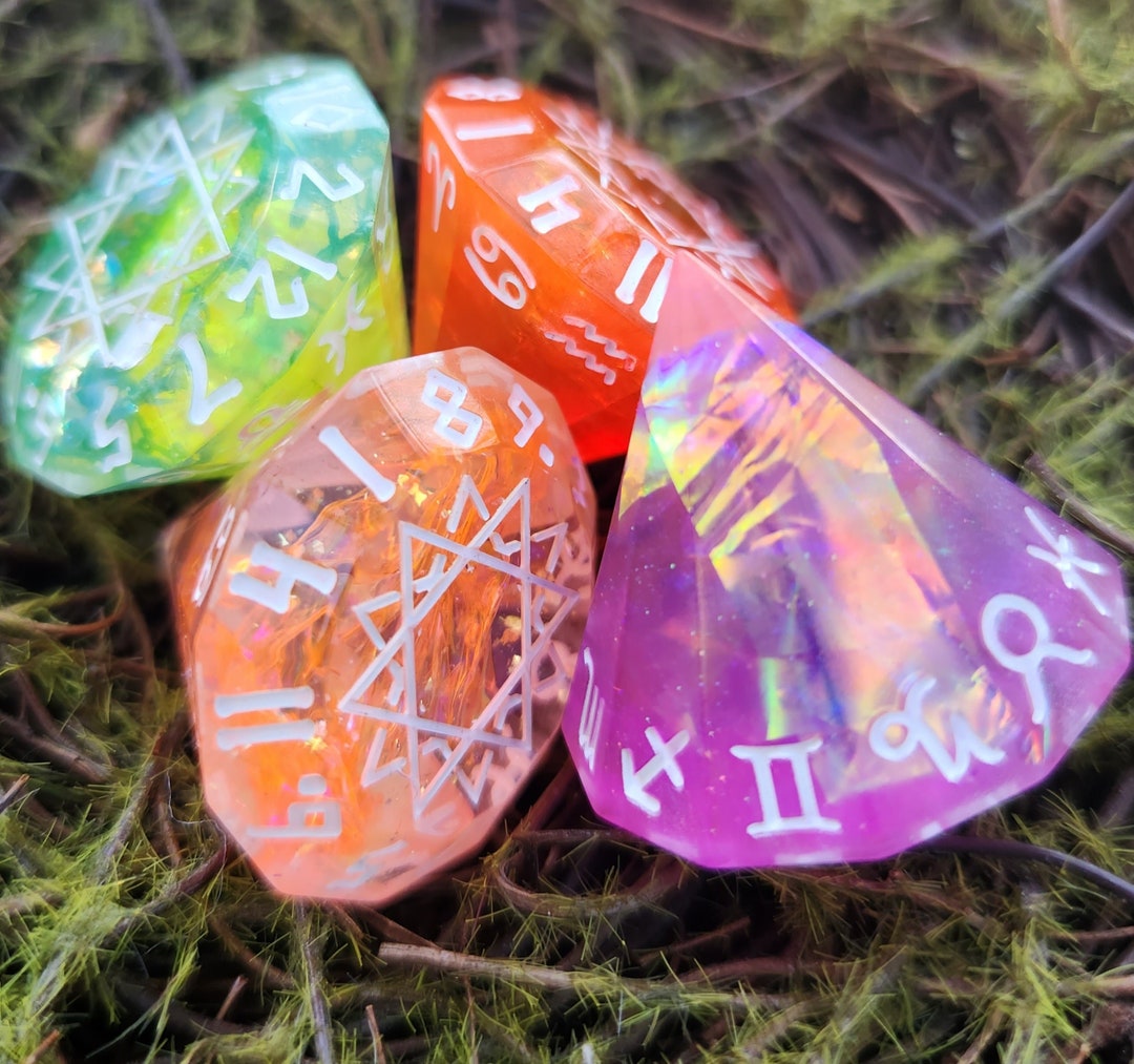 Rainbow Diamonds Unique Alternative Shape Handmade Resin Zodiac D12 ...