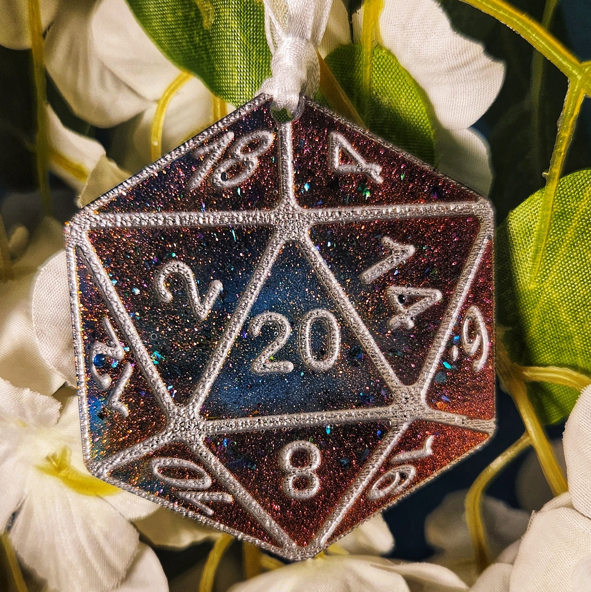 Glow in the Dark Handmade Resin D20 Galaxy Shimmer Polyhedral Gaming ...