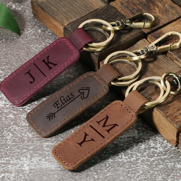 Leather Keychain - Etsy