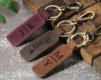 Leather Keychain, Mens Gift, Personalized Leather Keychain, Custom ...