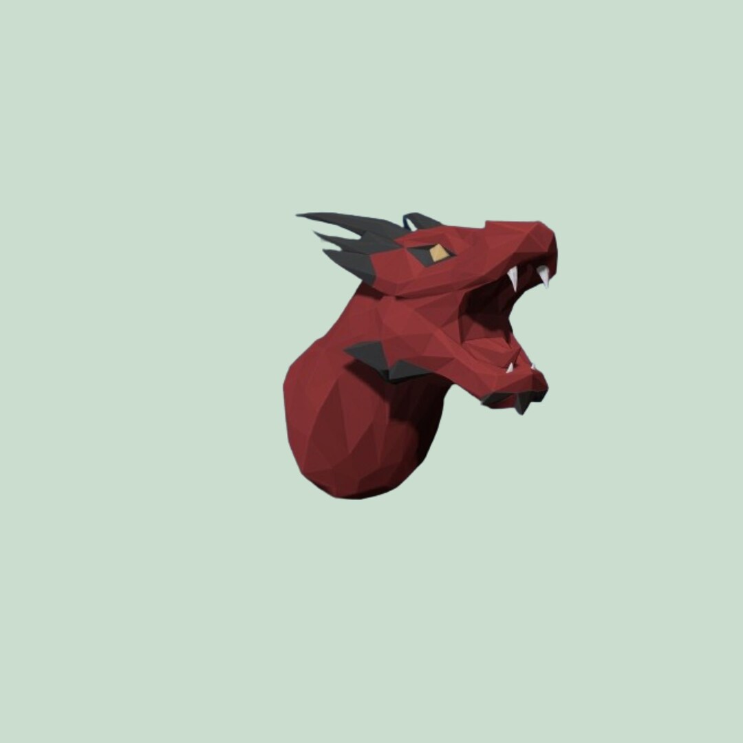 Dragon Head Papercraft: 3D Model PDF Template and SVG for - Etsy Australia