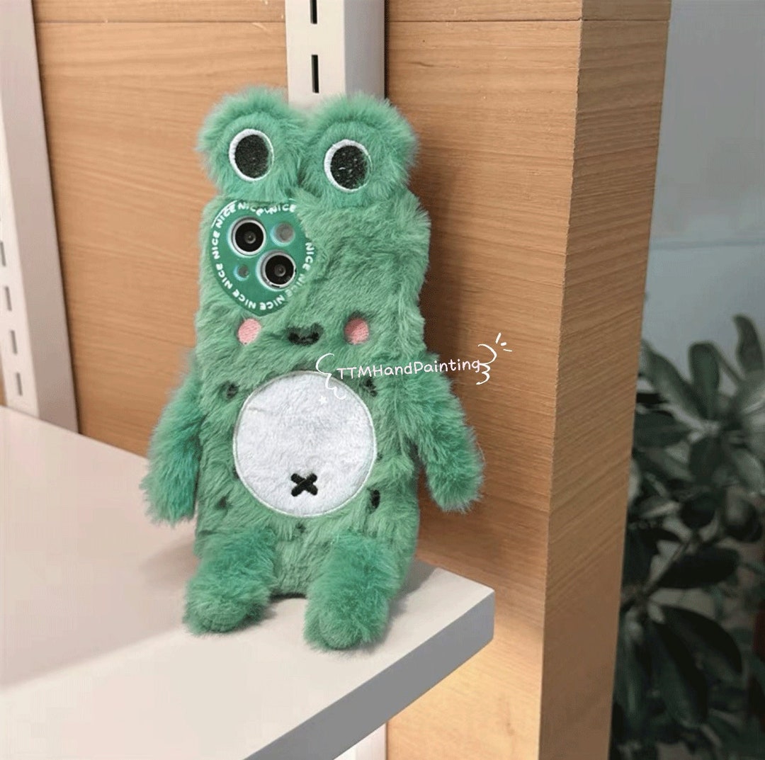 Handmade Cute Frog Kawaii Plush iPhone Case, for Iphone15 14 Plus 13 ...