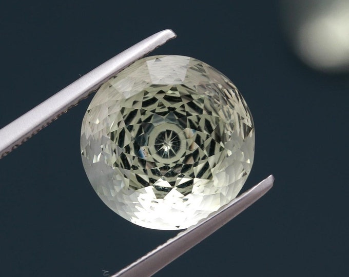Natural Prasiolite Quartz 12 MM Round Fancy Lasser Cut Faceted Loose ...