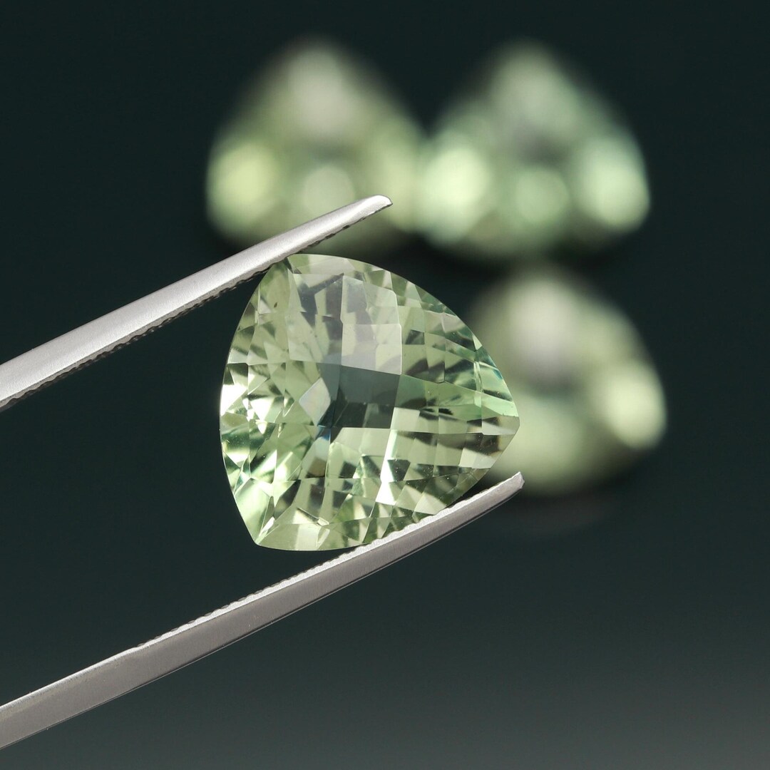 Natural Prasiolite Quartz Trillion Shape Checkerboard Cut Loose ...