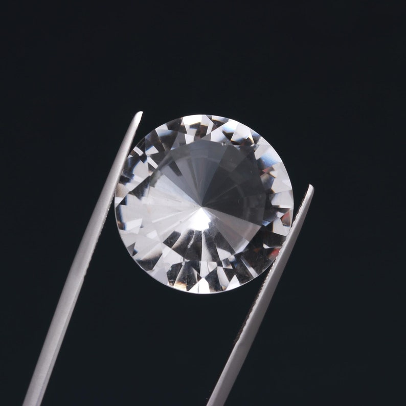 Natural Crystal Quartz Round 20 MM Brilliant Cut, White Quartz Loose ...