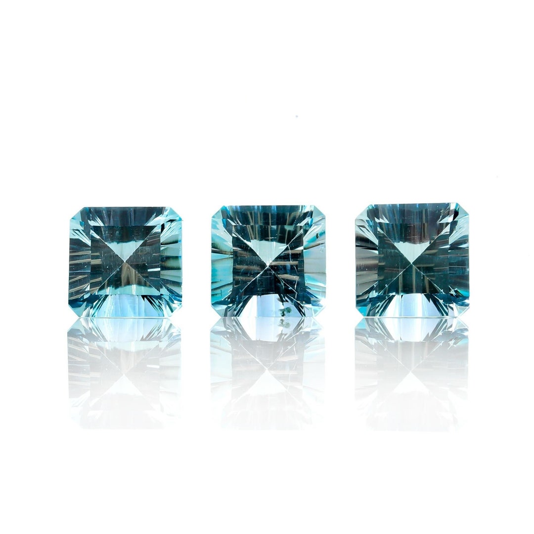 Natural Sky Blue Topaz 10 MM Cushion Fancy Concave Cut Faceted Loose ...