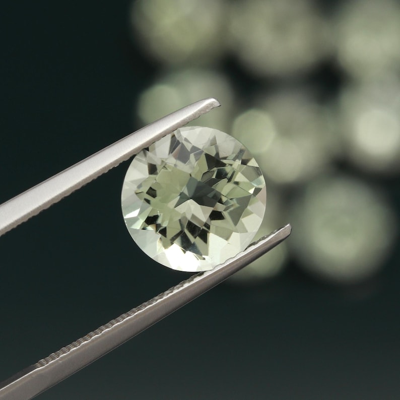 Natural Prasiolite Quartz Round Shape Checkerboard Cut Loose Gemstone ...