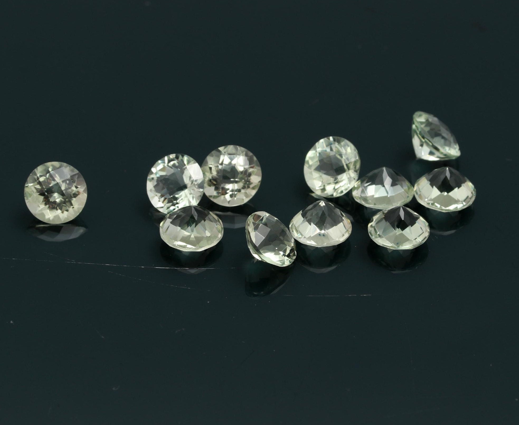 Natural Prasiolite Quartz Round Shape Checkerboard Cut Loose Gemstone ...