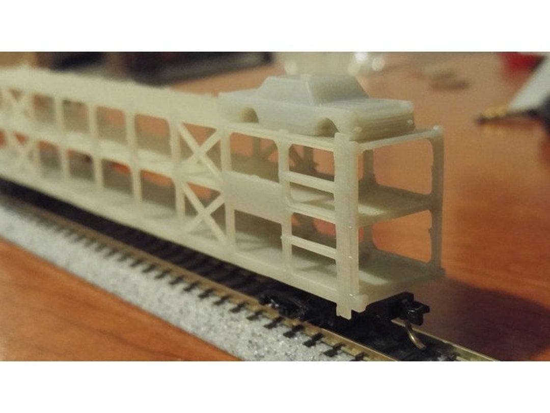 Triple Decker Auto Rack | 3D Printed N Scale Models | White PLA (NS-02 ...