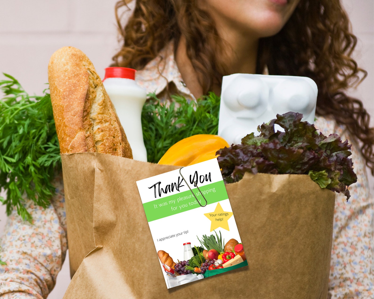 Grocery Delivery Thank You Card: Printable Note (digital Download) - Etsy