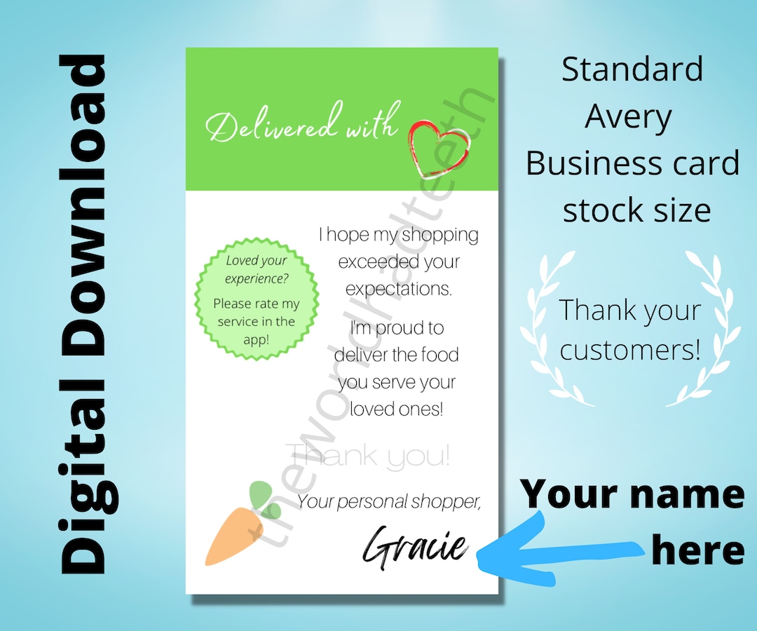 Grocery Delivery Thank You Card: Personalized Note (digital Download ...