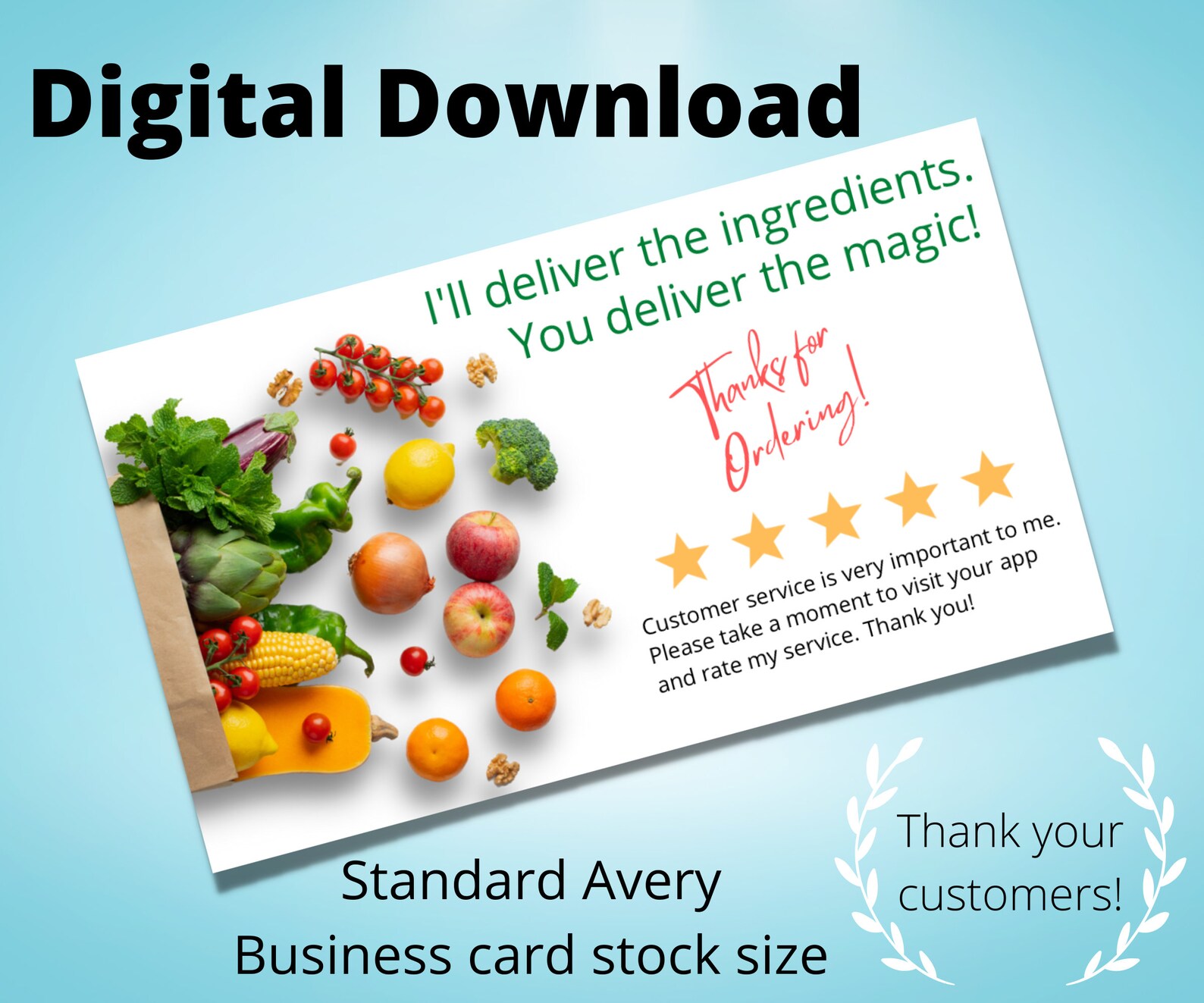 Grocery Delivery Thank You Card: 5-star Rating Builder (digital ...