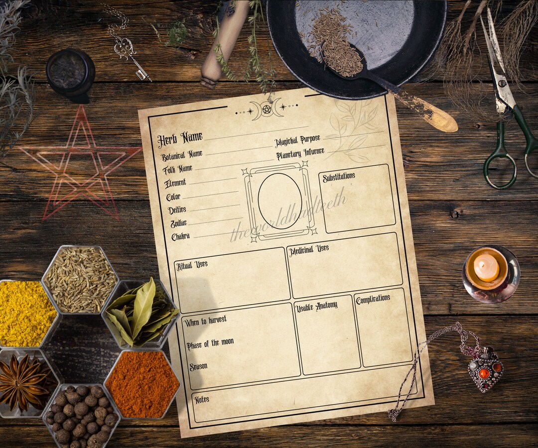 Herb Information Sheet Printable Page. Witchcraft. Book of Shadows ...