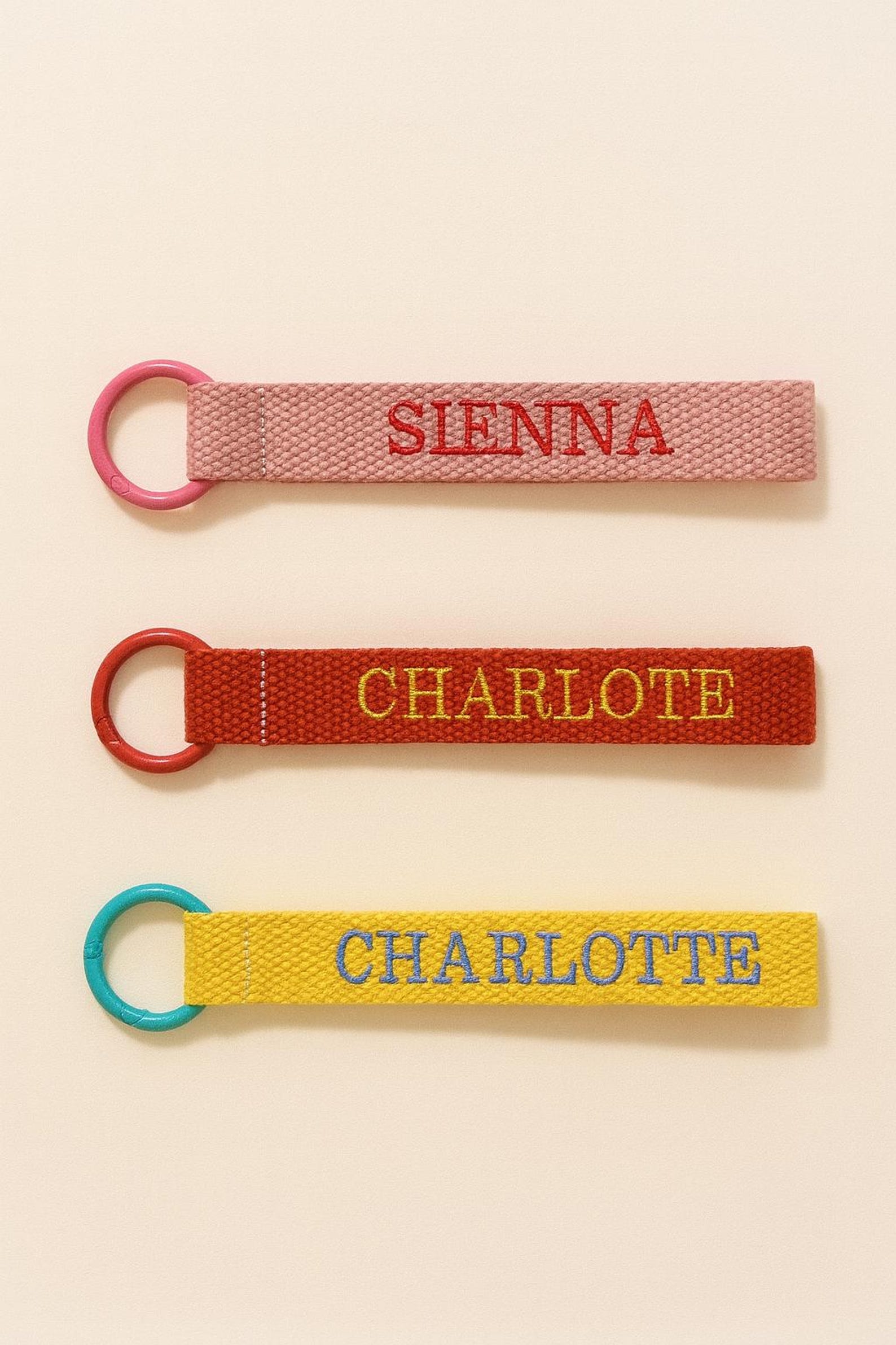 Personalized Embroidered Name Tag Keychain: Custom Cotton Bag Label - Etsy