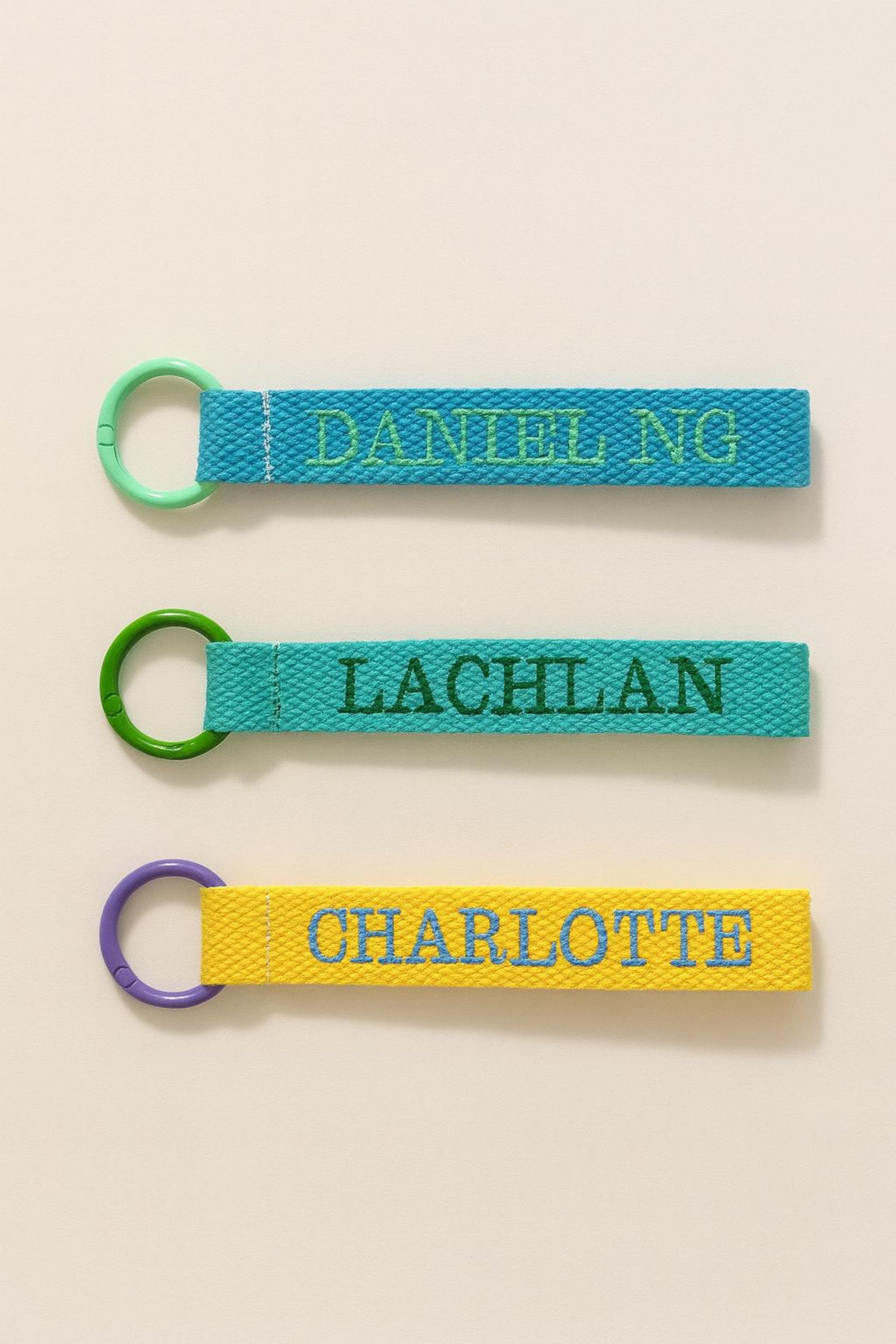 Personalized Embroidered Name Tag Keychain: Custom Cotton Bag Label - Etsy