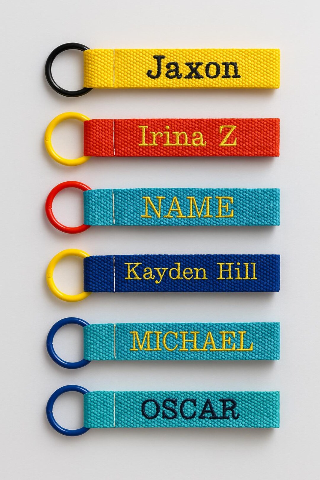 Personalized Embroidered Name Tag Keychain: Custom Cotton Bag Label - Etsy